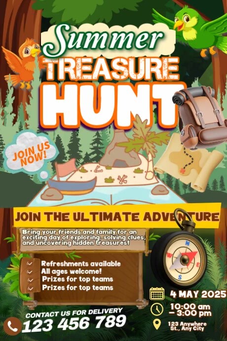 Summer Treasure Hunt Poster Template | PosterMyWall