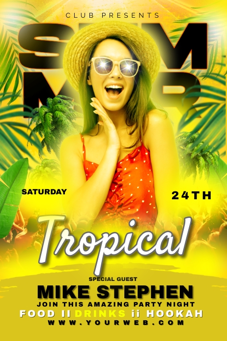 summer tropical party flyer Template | PosterMyWall
