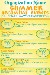 Summer Upcoming Events Calendar Template | PosterMyWall