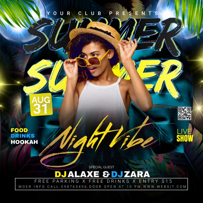 summer vibe party flyer Templat | PosterMyWall