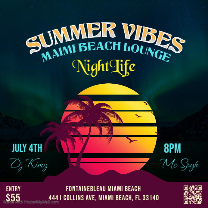 Copy of Summer Vibes | Miami Beach Lounge | Night Life | Party Flyer ...