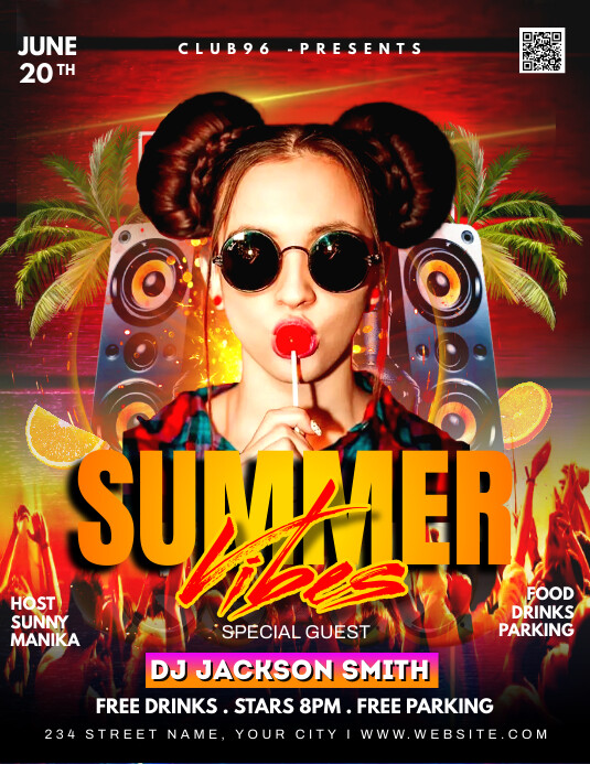 summer vibes night party flyer Template | PosterMyWall