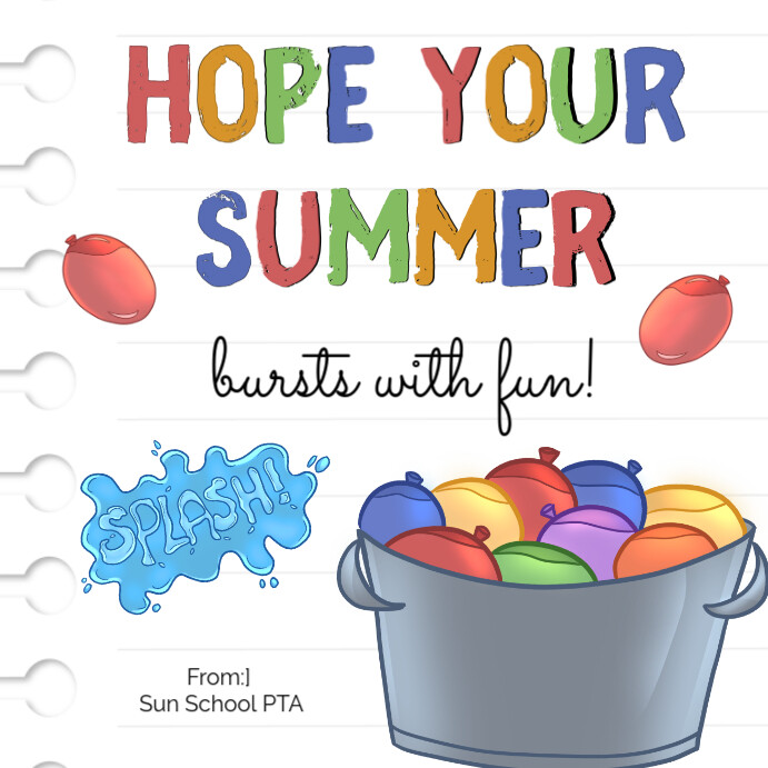 Summer Water Balloon Editable Tag, Hope you summer bursts with fun, End ...