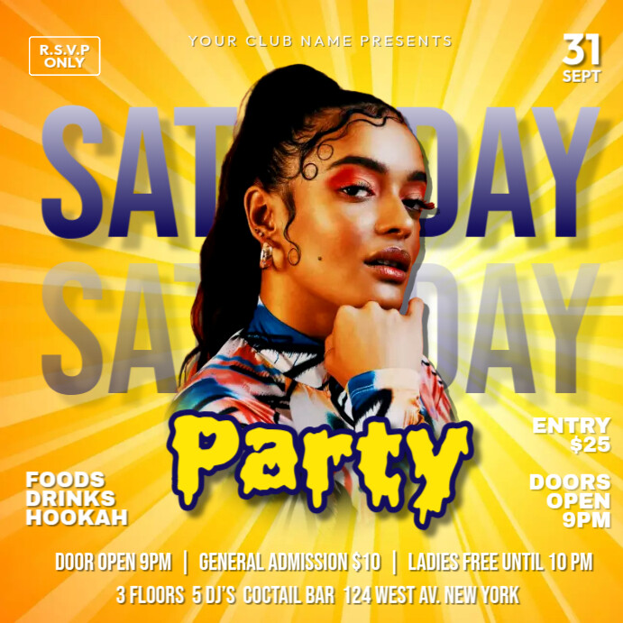 Summer Yellow Party Template | PosterMyWall