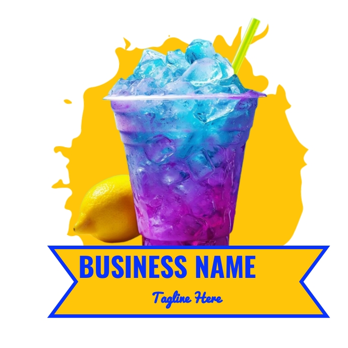 Summers Drink Blue Lagoon Mint Slush Iced log Template | PosterMyWall