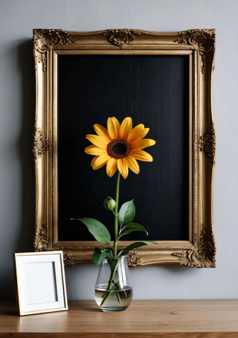 Sun flower picture and mini photo frame template. | PosterMyWall