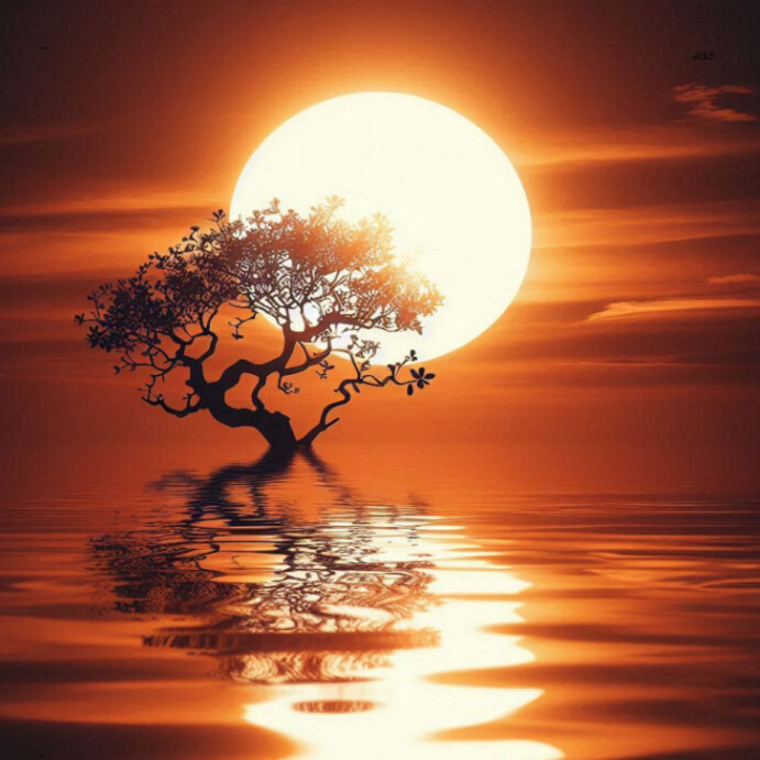 Sun reflection through a tree on water Template | PosterMyWall
