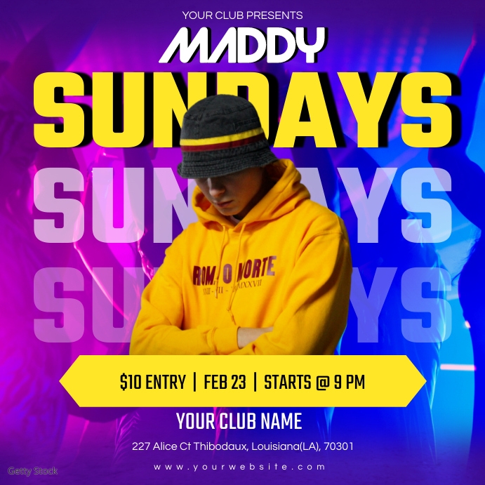 Sunday's Party Club Promo Post Template | PosterMyWall