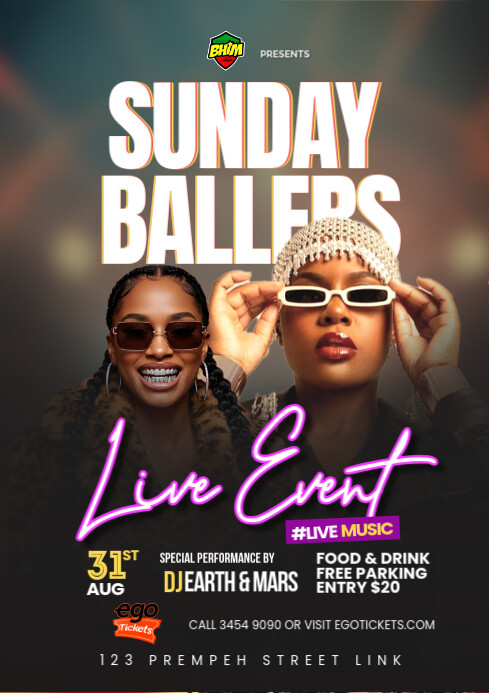 Sunday Ballers Party Poster Design Template | PosterMyWall