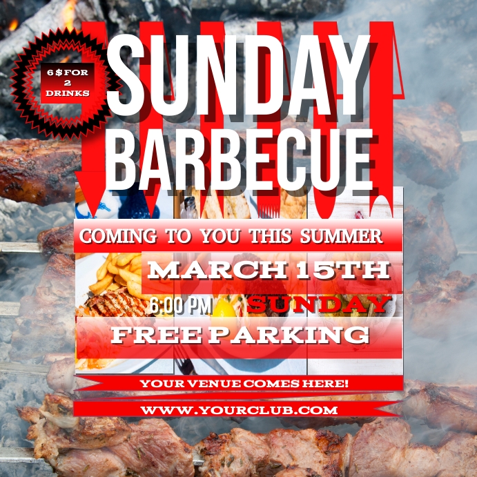 Red and White Sunday Barbecue Instagram Post Template | PosterMyWall