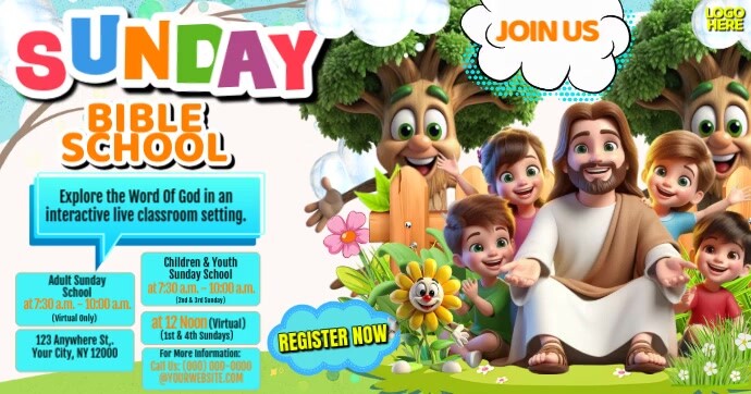 Sunday Bible School Flyer Template | PosterMyWall