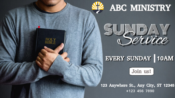 Sunday Bible Service YouTube Banner Template | PosterMyWall