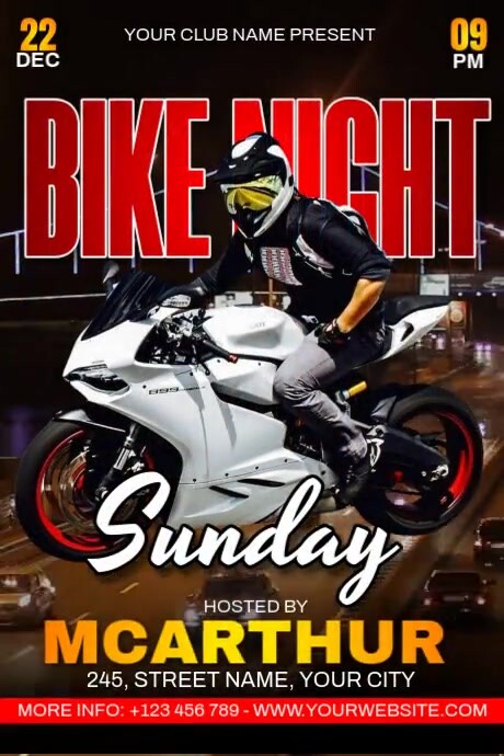 Sunday Bike Night Template | PosterMyWall