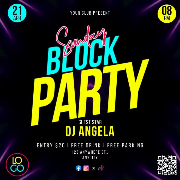 Plantilla de Sunday Block Party | PosterMyWall