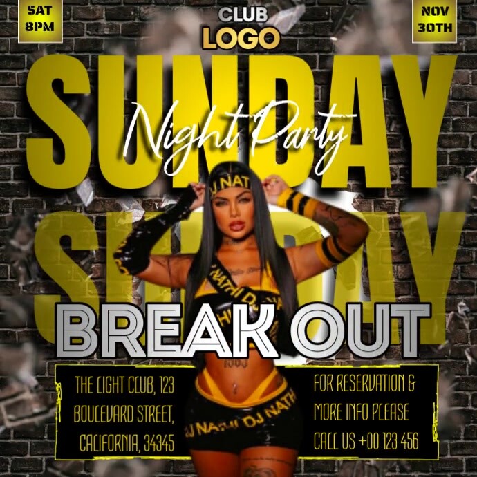 Plantilla de Sunday Break Out Party | PosterMyWall