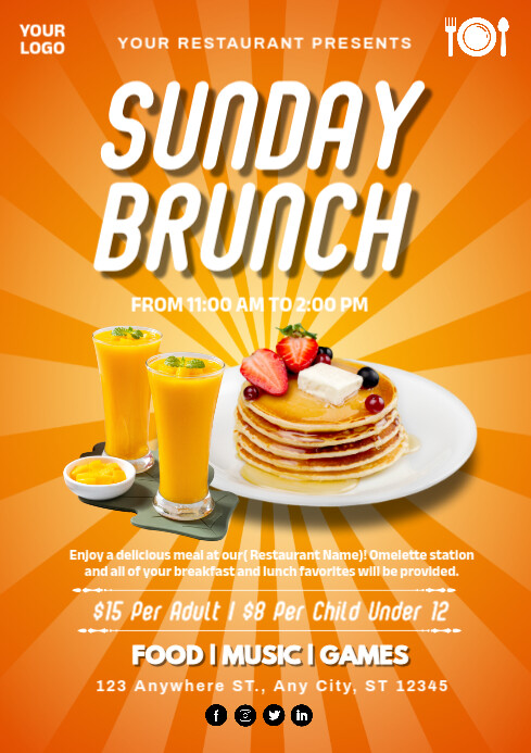 Plantilla de Sunday Brunch Ad A4 Template | PosterMyWall