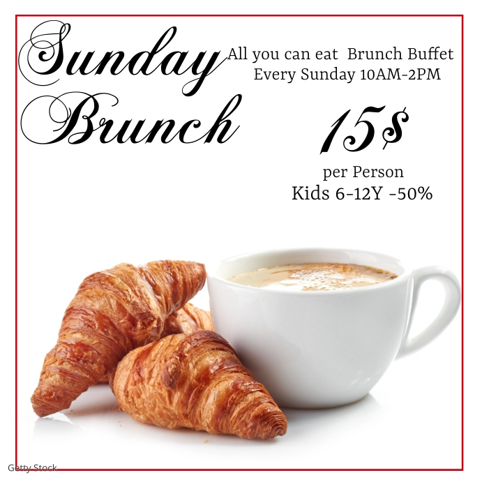 Sunday brunch Buffer Breakfast coffee ad Template | PosterMyWall