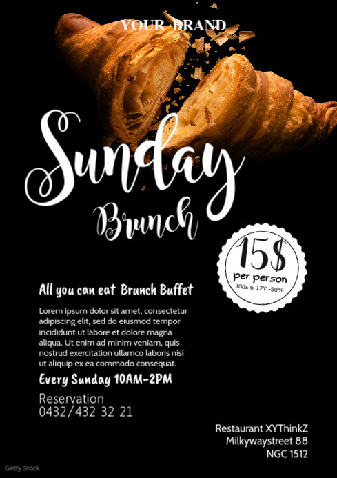 Sunday Brunch Flyer Invitation Poster Event Template | PosterMyWall