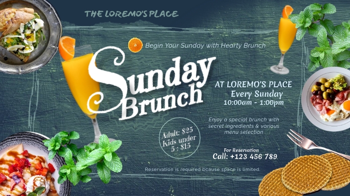 Sunday Brunch Twitter Post Template | PosterMyWall