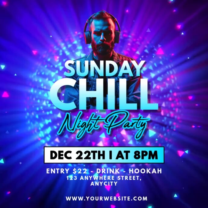 Sunday Chill Night Party Template | PosterMyWall