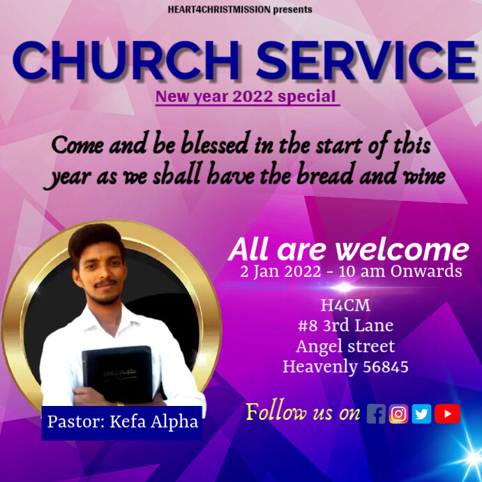 sunday church, new year, church service, 2022 Template | PosterMyWall
