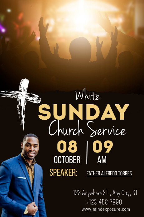 Plantilla de Sunday church service, church service poster | PosterMyWall