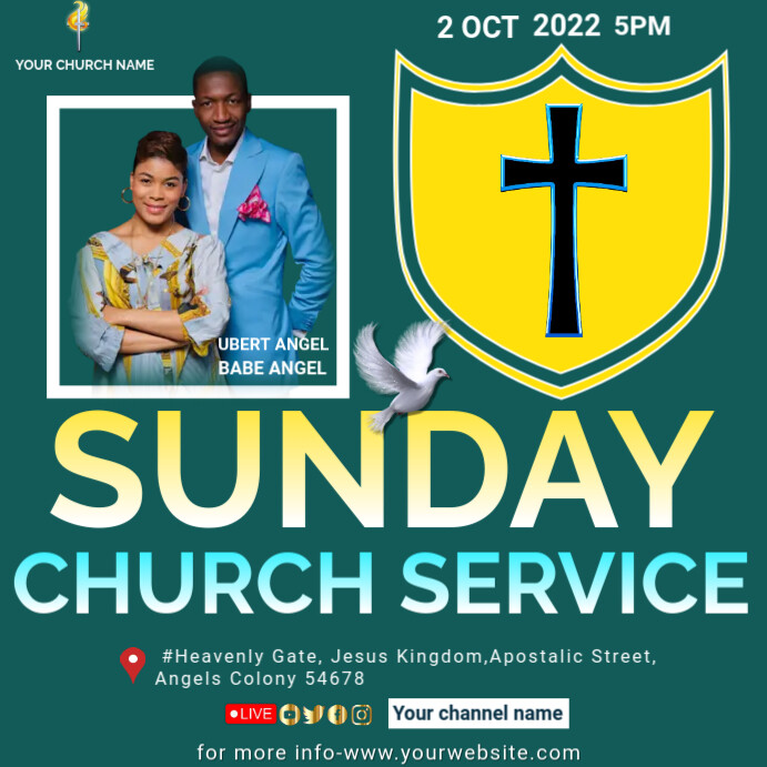 SUNDAY CHURCH SERVICE,SUNDAY SERVICE, POSTER Template | PosterMyWall