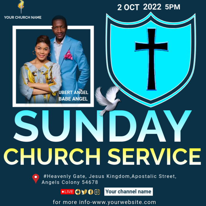 SUNDAY CHURCH SERVICE,SUNDAY SERVICE, POSTER Template | PosterMyWall