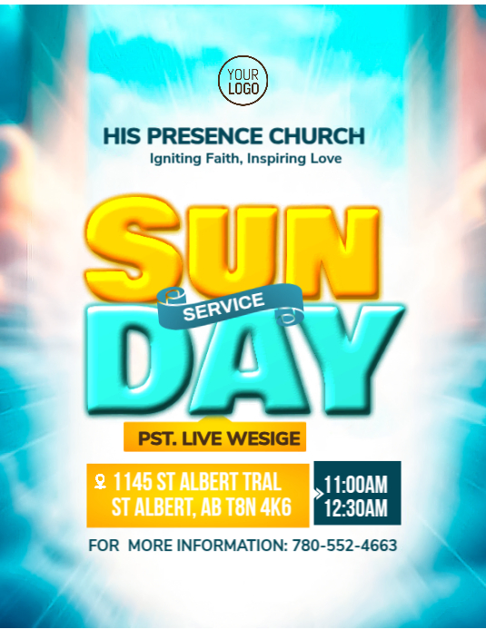 SUNDAY CHURCH SERVICE & Professional Event FLYER Template | PosterMyWall