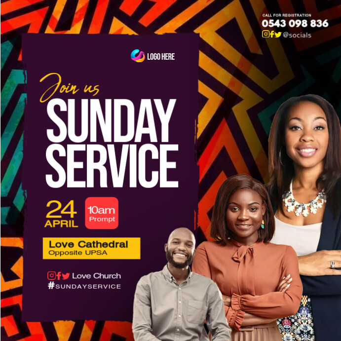 Sunday Church Service Design for Social Media Template | PosterMyWall