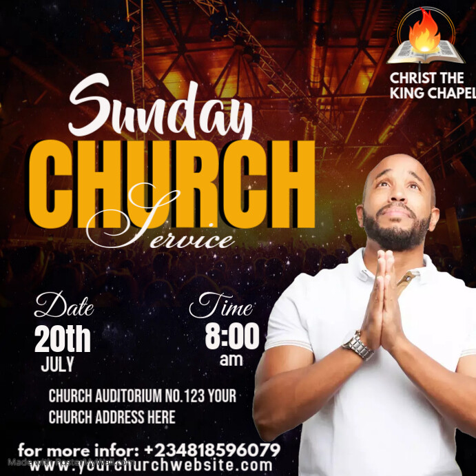 SUNDAY CHURCH SERVICE Template | PosterMyWall