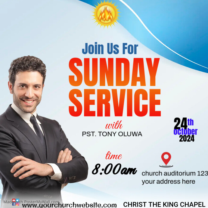 SUNDAY CHURCH SERVICE Template | PosterMyWall
