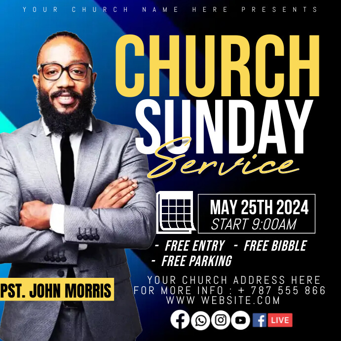 sunday church service Template | PosterMyWall