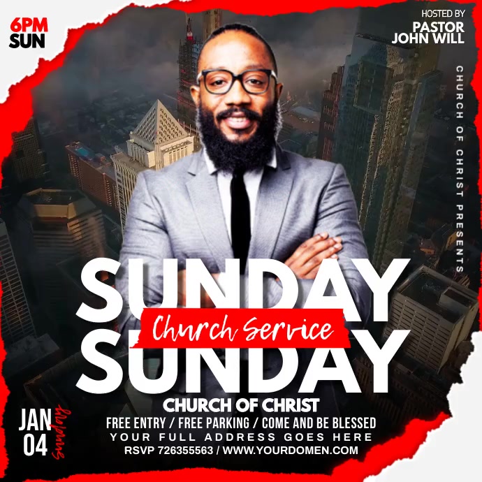 Sunday church service Template | PosterMyWall