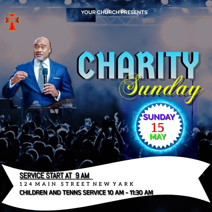 SUNDAY CHURCH SERVICE Template | PosterMyWall