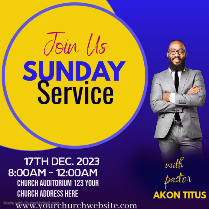 SUNDAY CHURCH SERVICE Template | PosterMyWall
