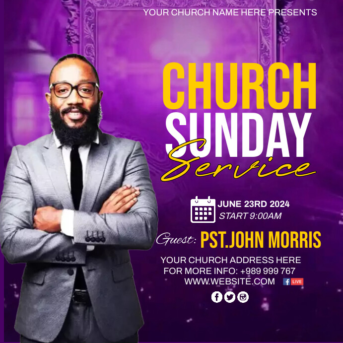 Sunday church Service Template | PosterMyWall