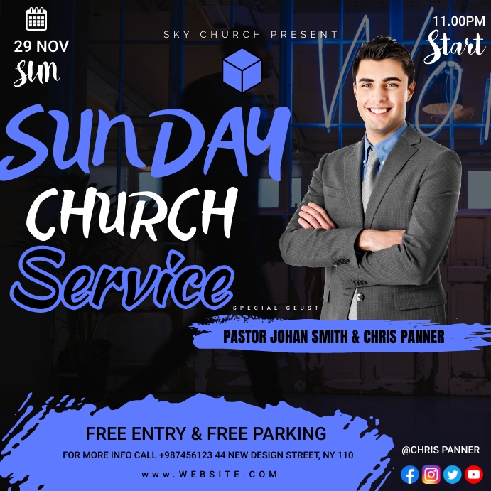 Sunday church service Template | PosterMyWall