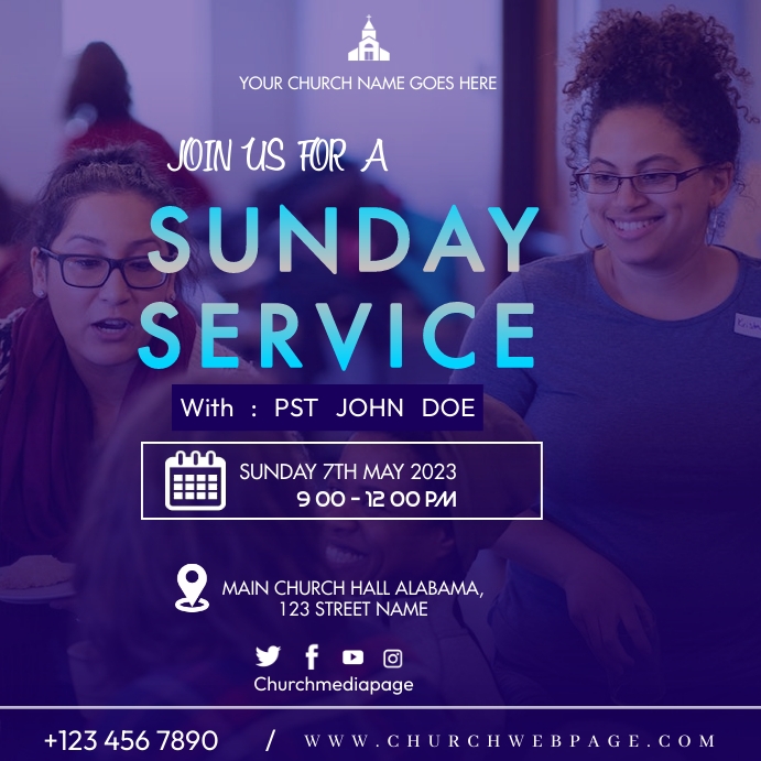 sunday church service Template | PosterMyWall