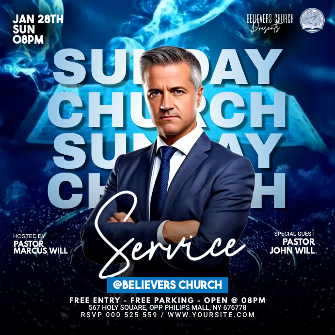 Sunday church service Template | PosterMyWall