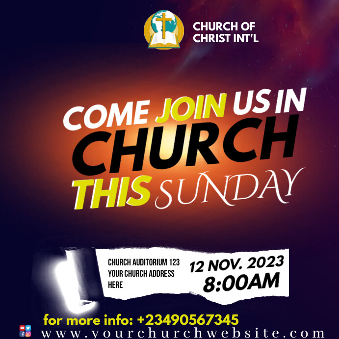 Plantilla de SUNDAY CHURCH SERVICE | PosterMyWall