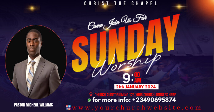 SUNDAY CHURCH SERVICE Template | PosterMyWall
