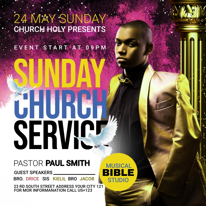 sunday church service flyer Template | PosterMyWall