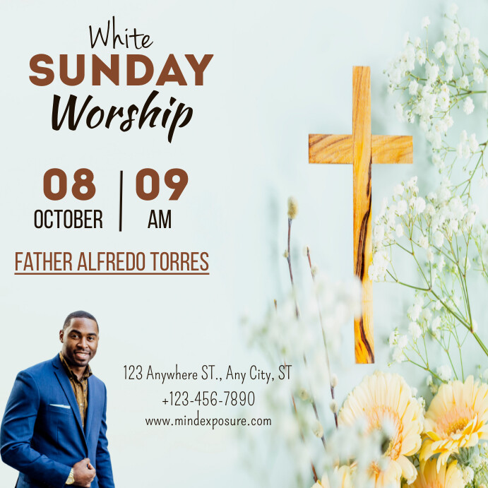 Sunday church worship, church service poster Template | PosterMyWall