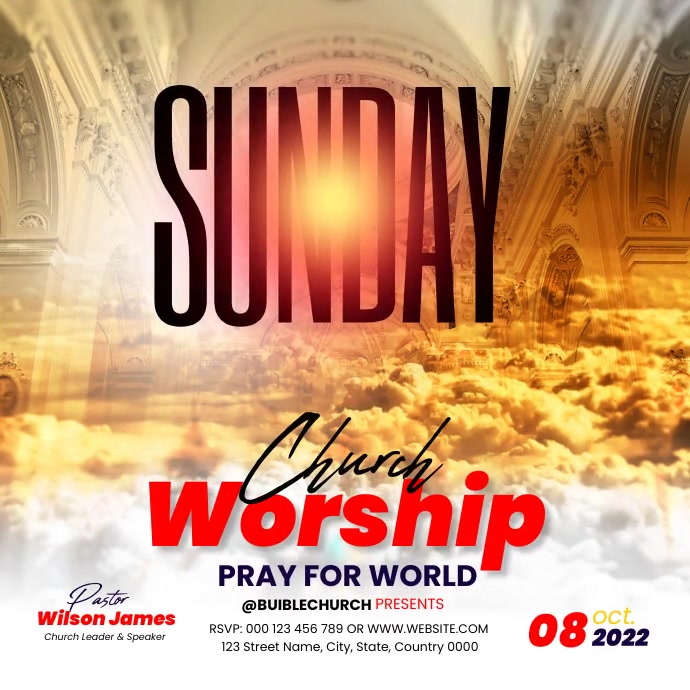 Sunday Church Worship Template | PosterMyWall