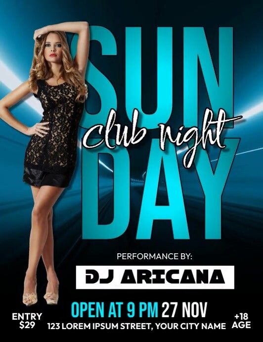 Plantilla de Sunday Club Night | PosterMyWall