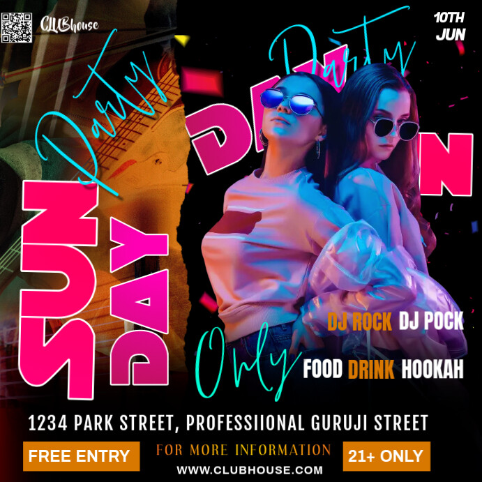 Plantilla de sunday club party | PosterMyWall