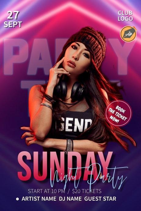 Sunday Club Party Poster Template | PosterMyWall