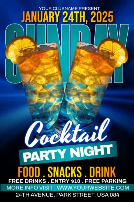 Sunday Cocktail Party Night Templat | PosterMyWall