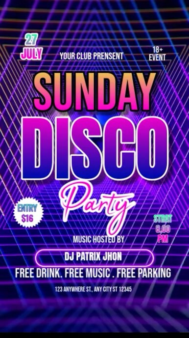 Sunday disco party Template | PosterMyWall